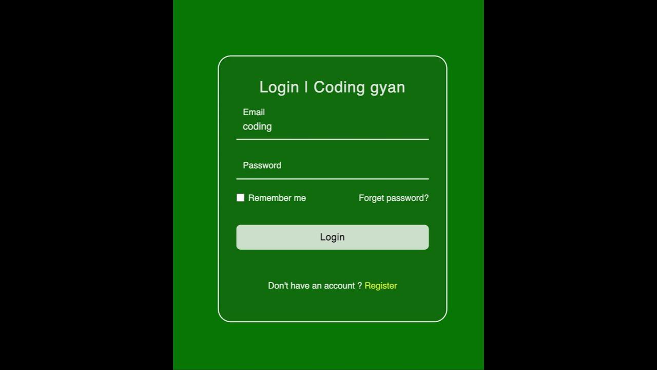 coding gyan | Login html and css animation #login_form #html5 #htmltutorial - YouTube