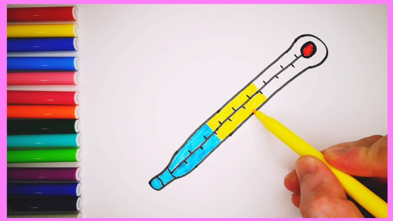 How to draw a funny thermometer? Drawings for kids. Learning to draw ...