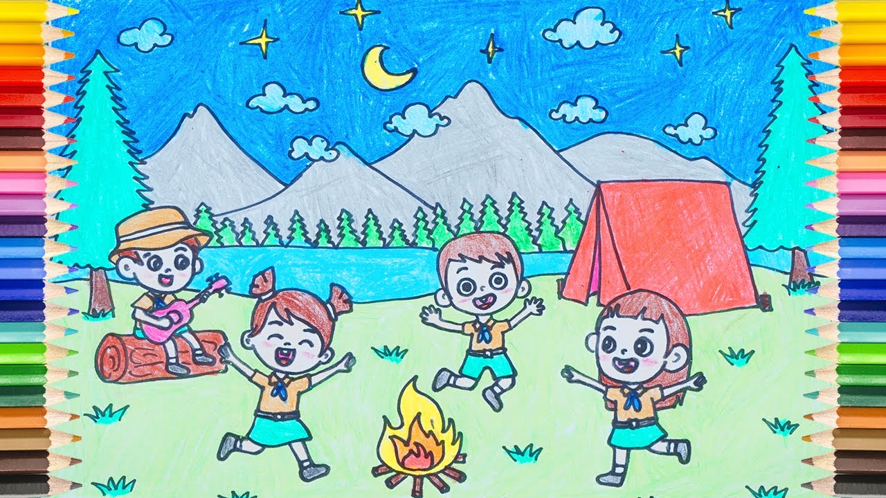 The CAMPING Of A Best Friends ! Draw And Color Step By Step - YouTube