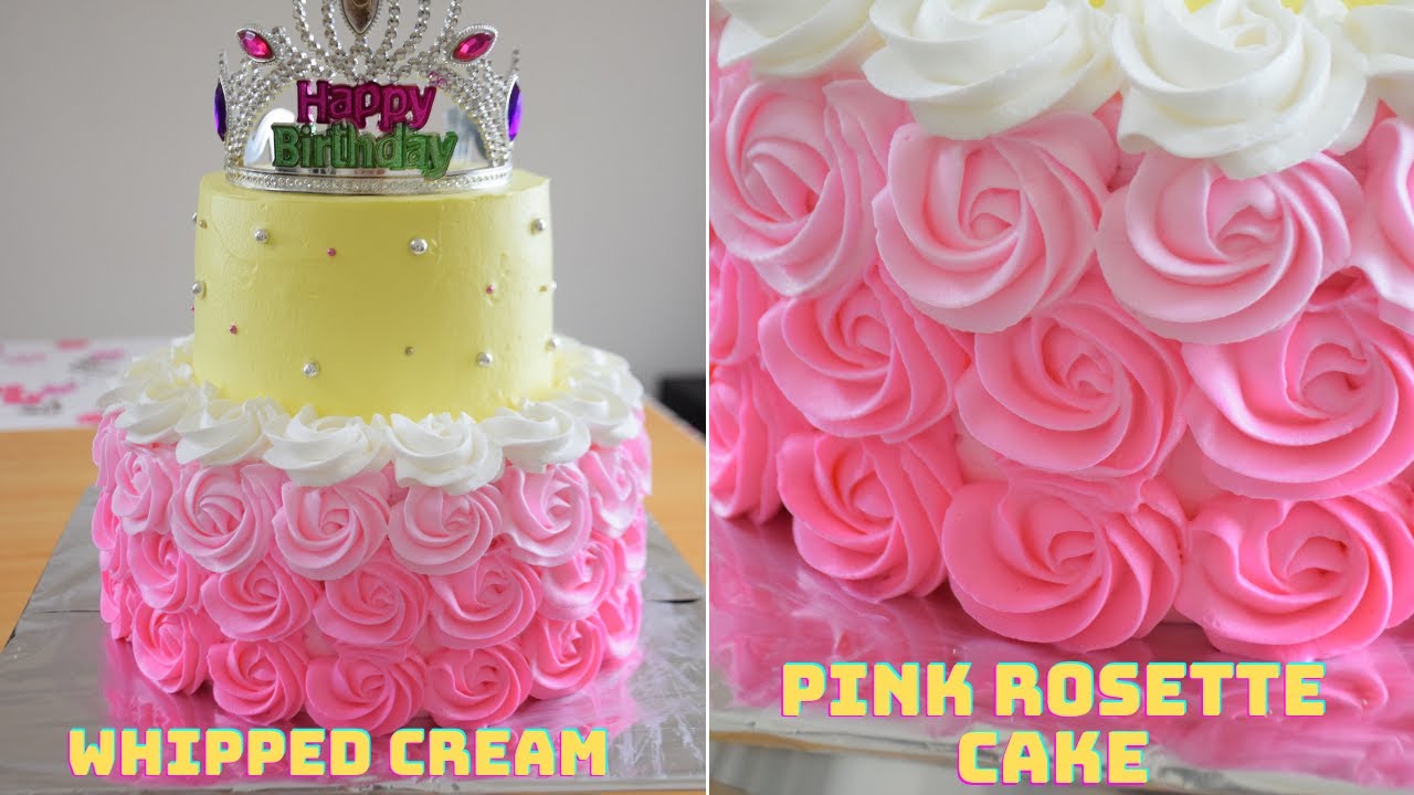 Pink Rosette Cake | Pink Ombre Rosette Cake | Princess Cake | How To Pipe Rosette - YouTube