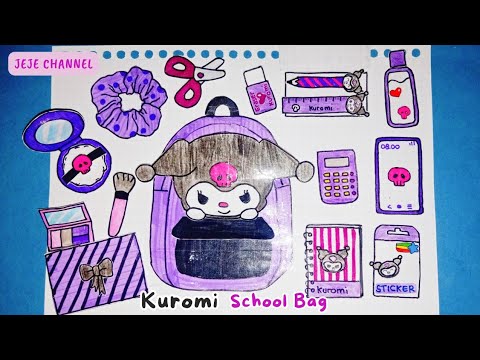 [💜paper diy💜] Making Kuromi school bag 🎒💜 tutorial asmr | paper play ...
