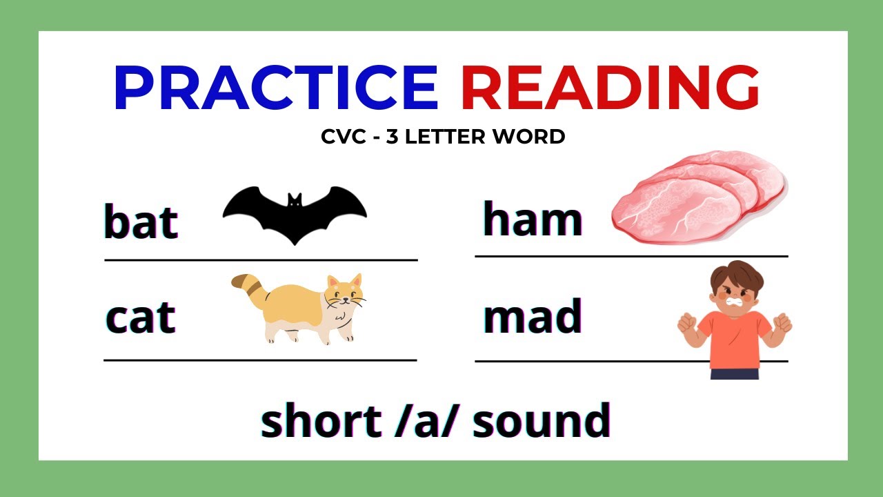 PRACTICE READING | SHORT A SOUND | 3 LETTER WORD | LEARN TO READ FOR ...