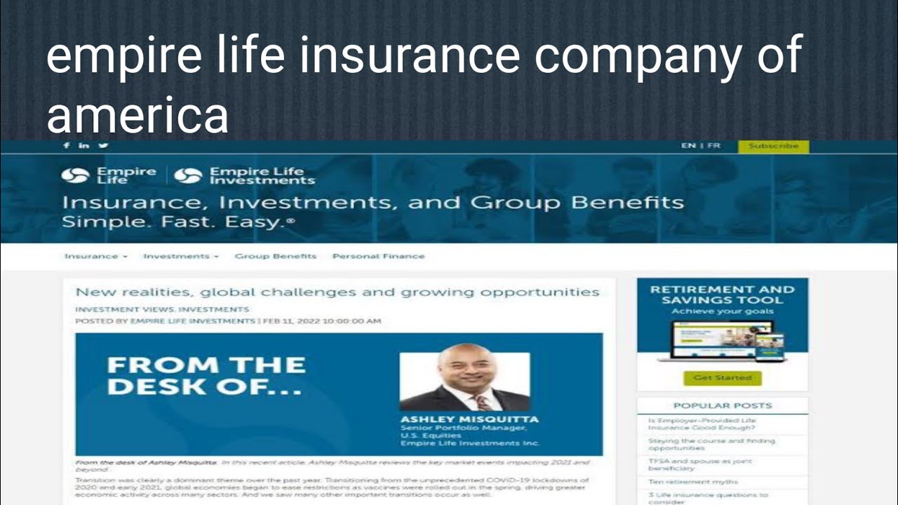 empire life insurance company of america - YouTube