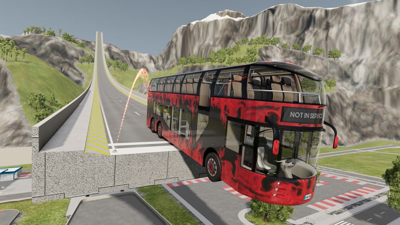 Capsule Bus Jump down the Car Jump arena Map | BeamNG.drive - YouTube