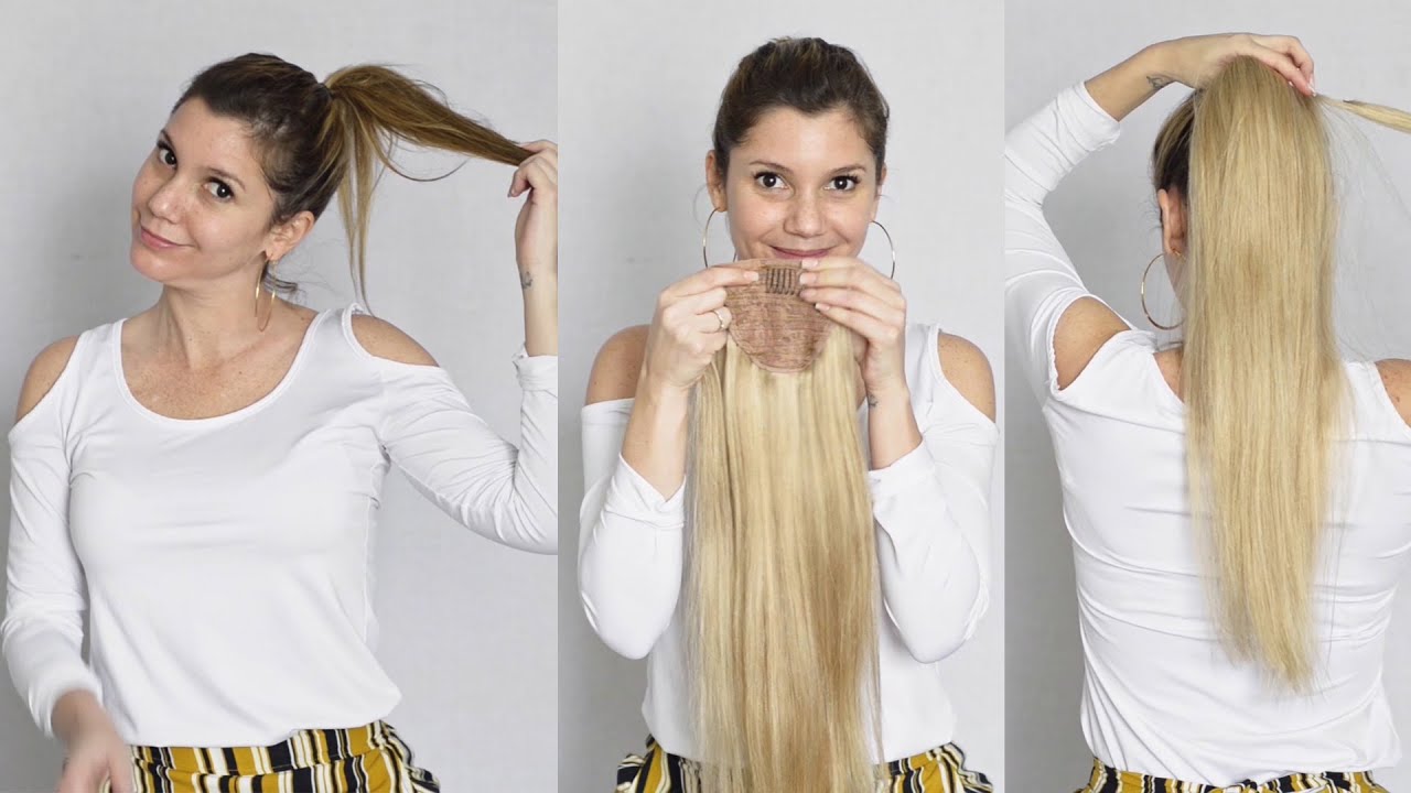 Colas postizas de cabello natural rubio cenizo - YouTube