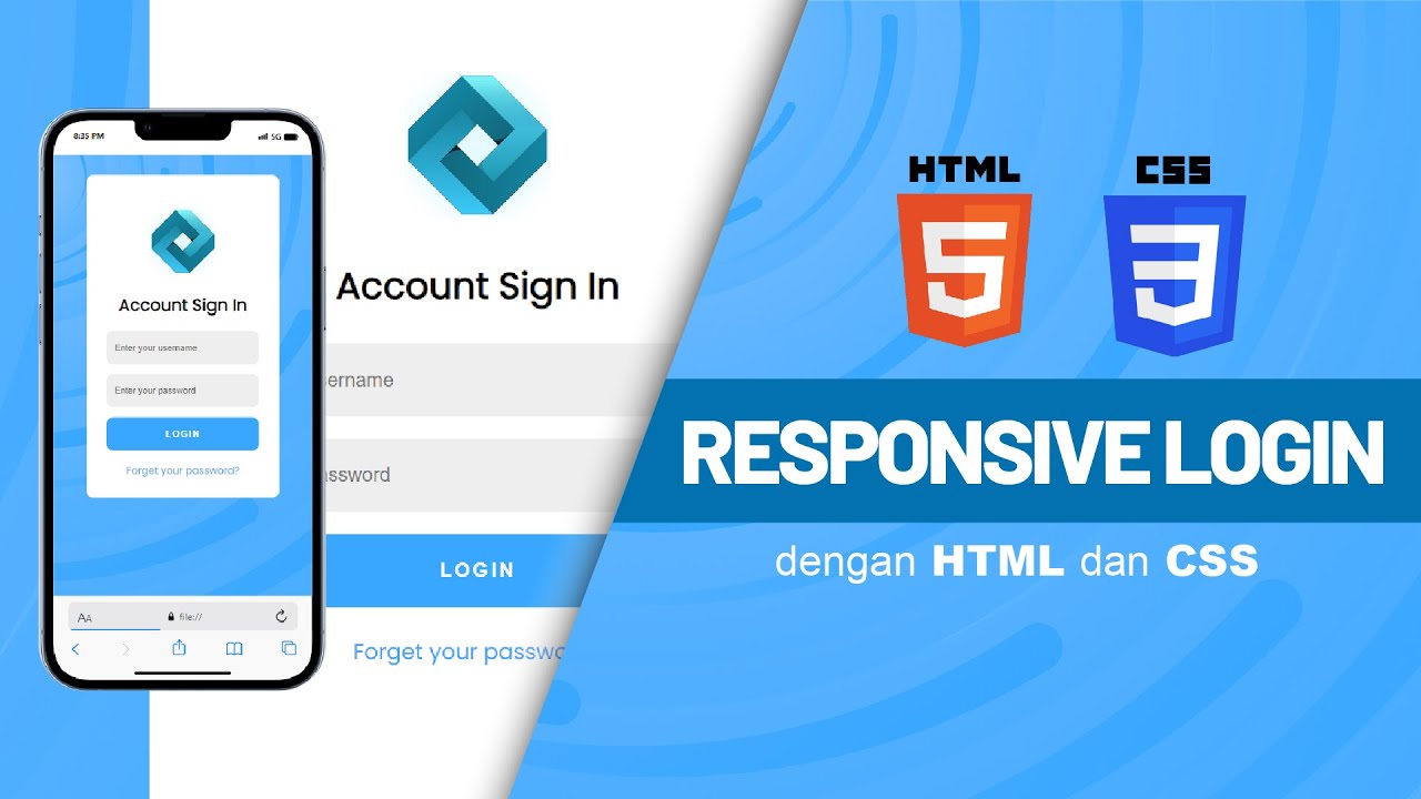 Tutorial Responsive Login Form Dengan Html Dan Css Youtube