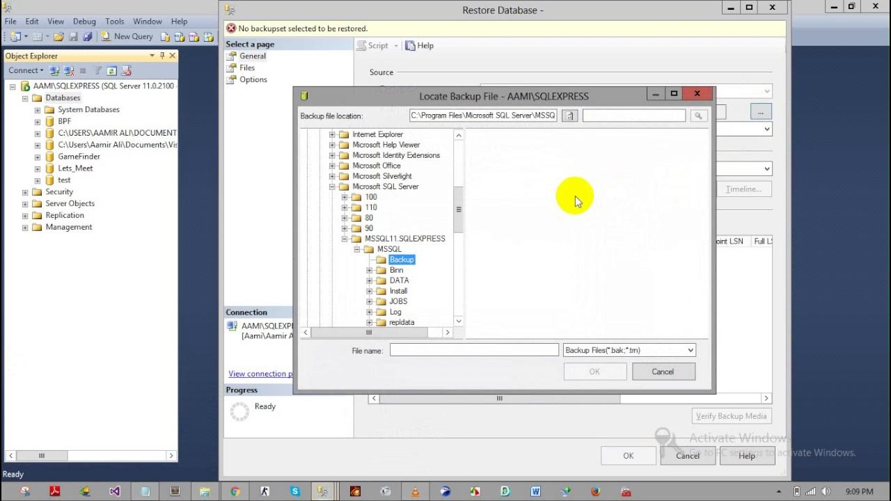 How to restore sql server database from backup or bak file just in 2 ...
