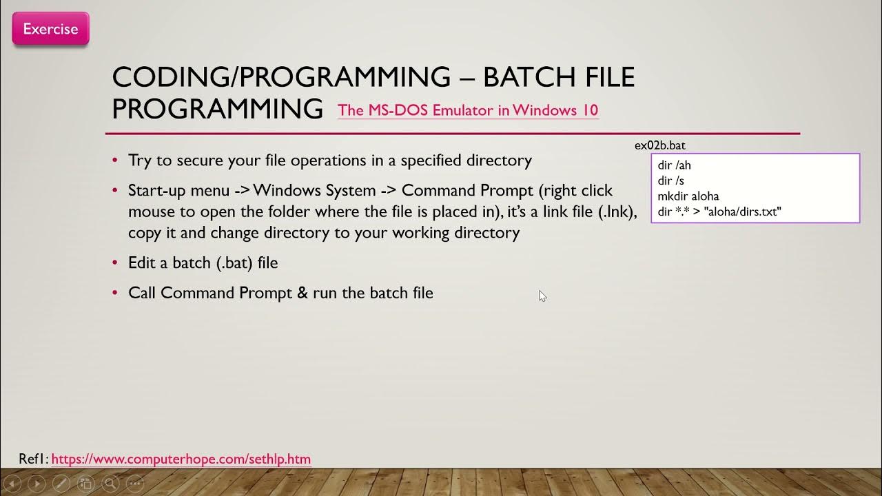 Lec20 計算機概論(一) Week03 Exercise: Coding/Programming-Batch File Programming Part1 - YouTube