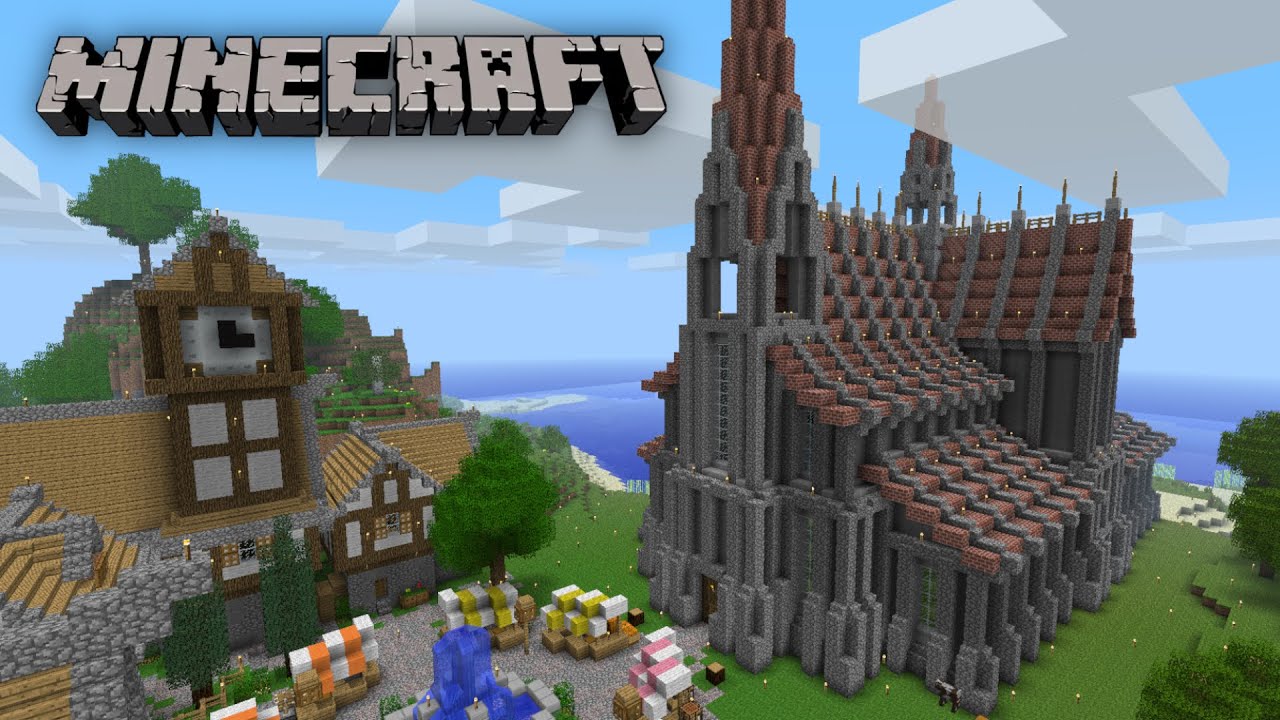 Building a GIANT Cathedral in my City | Minecraft Beta 1.7.3 [11] - YouTube