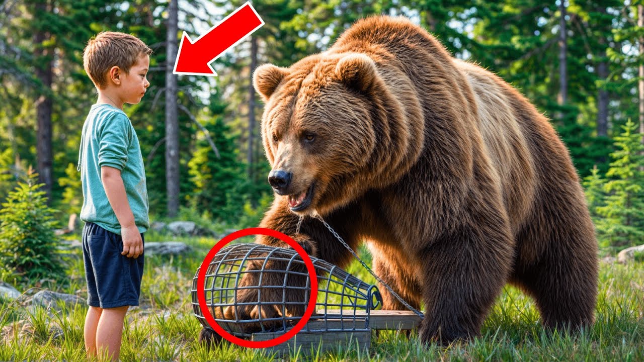 UN BĂIAT ÎNCEARCĂ SĂ SALVEZE UN URS CU LABA PRINSĂ ÎNTR O CAPCANĂ, IAR ...