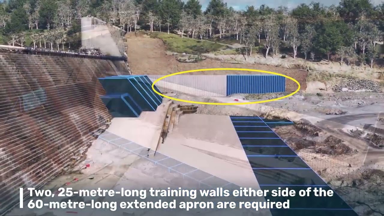 Paradise Dam Improvement Project - training walls works - YouTube