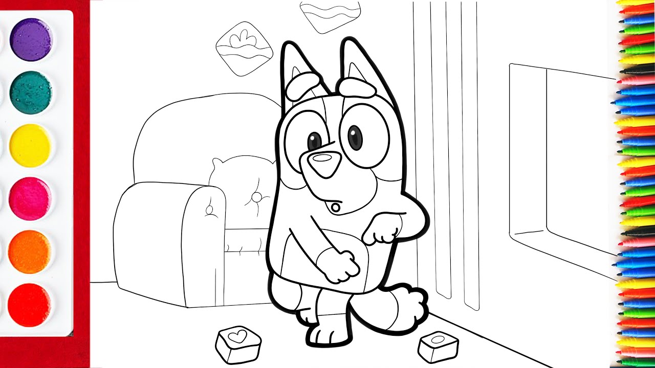 Coloring Bingo dancing Easy For Kids | bluey coloring pages for ...