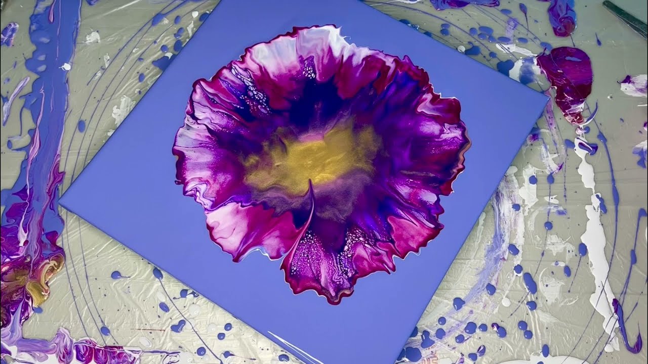 #54 An Unbelievable Purple Dutch Pour Bloom Flower | Easy Acrylic ...