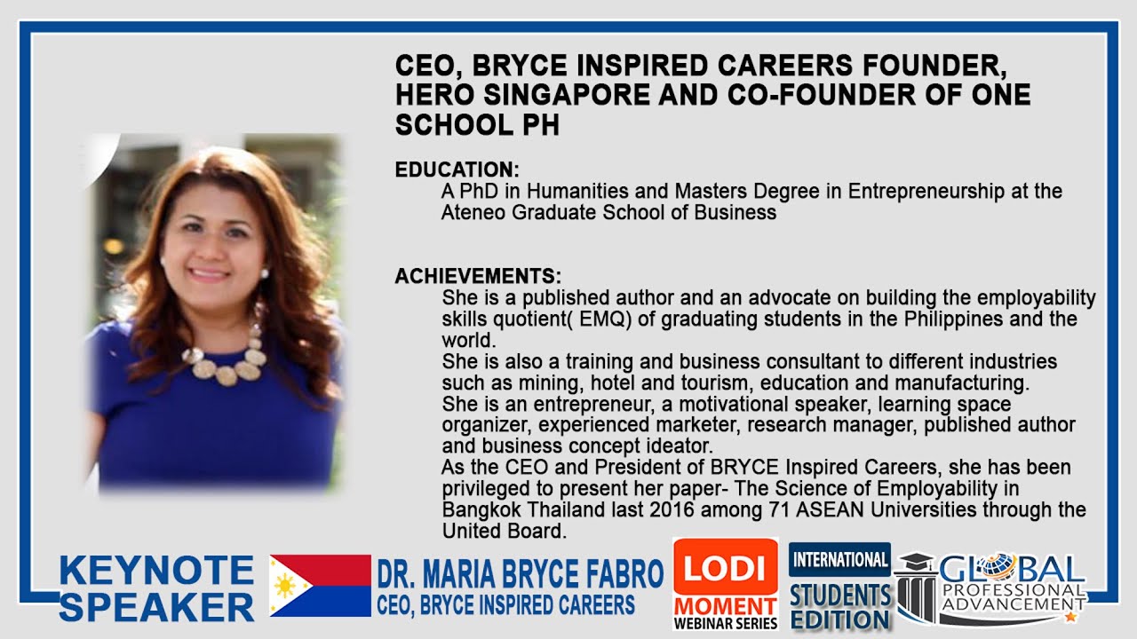 2nd Episode of the LODI MOMENT: Dr. Maria Bryce Fabro - YouTube