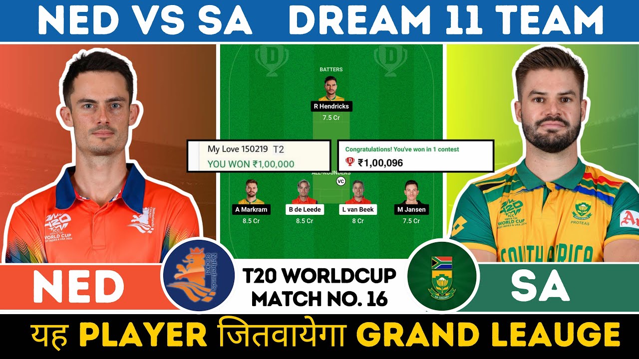 NED vs SA Dream 11 Prediction | SA vs NED Dream 11 Team | NED vs SA ...