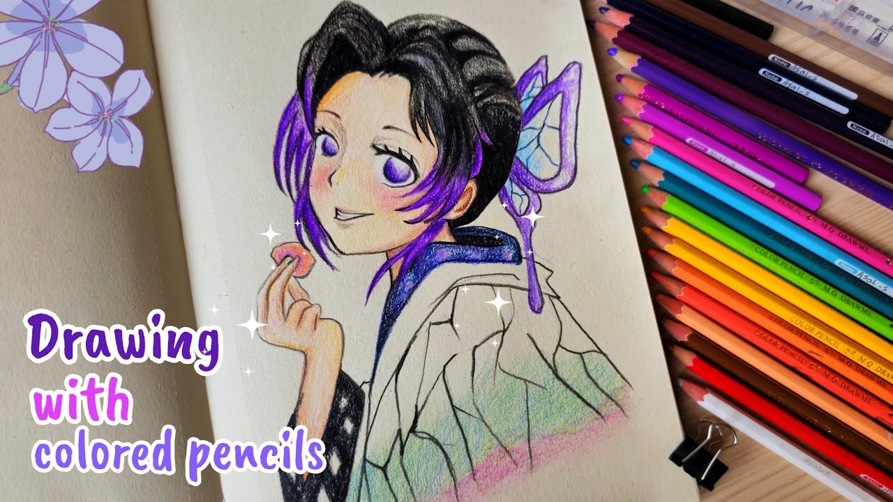 "Unleashing Color: Drawing Shinobu Kocho with Colored Pencils! 🌈 ️ ...