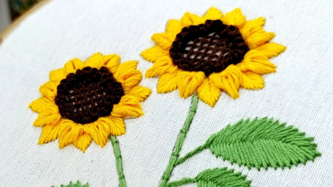 How to Embroider Sunflowers | Easy Hand Embroidery for Beginners - YouTube