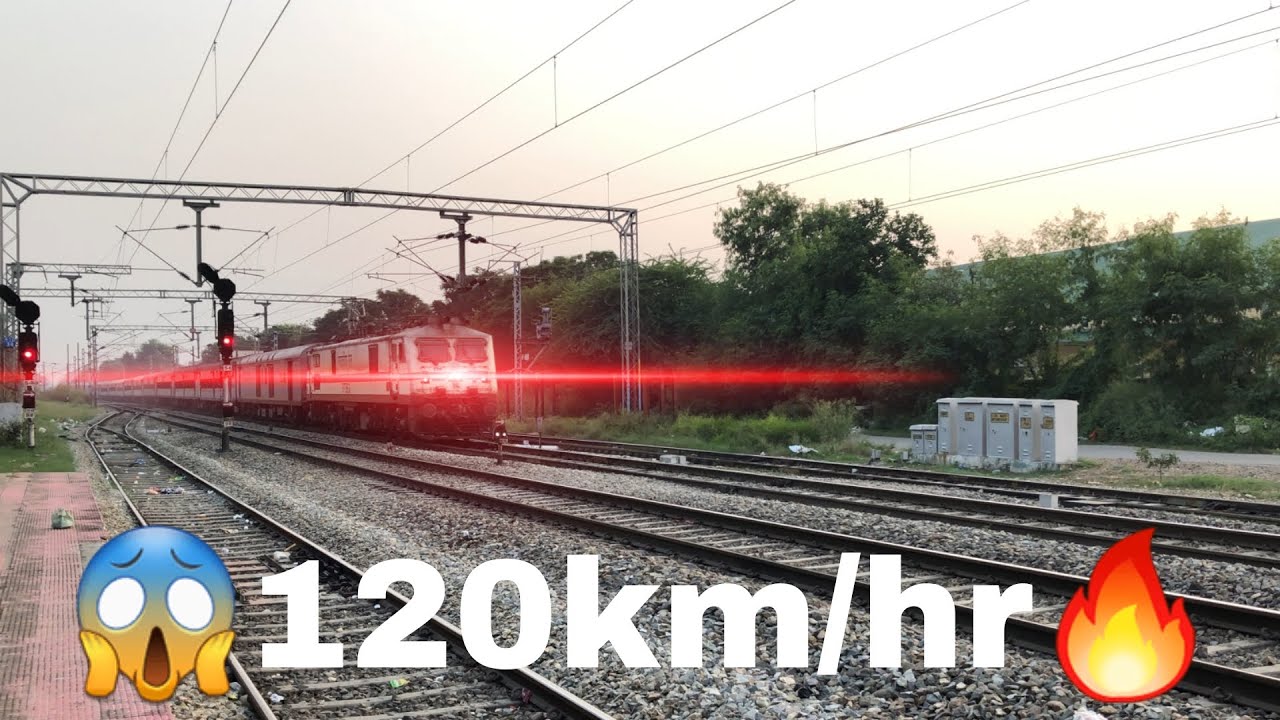 Train Cross Railway Station In Full Speed 120KM\Hr | Electric Engine ...