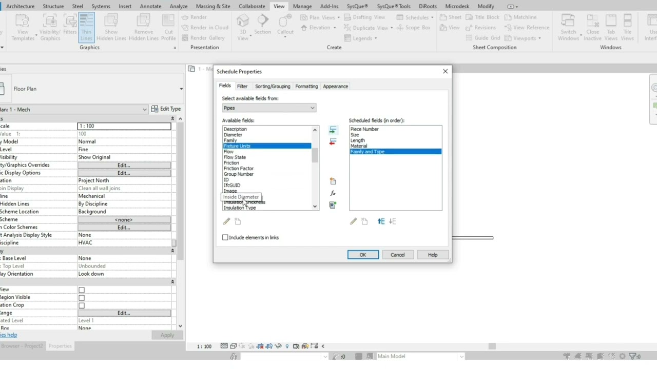 How to create pipe schedule on revit... - YouTube