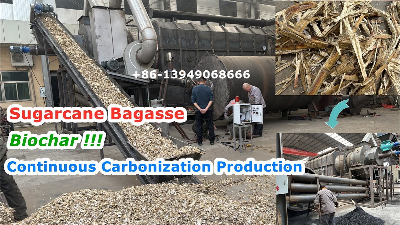 Sugarcane Bagasse Biochar Production Continuous Carbonization Furnace ...