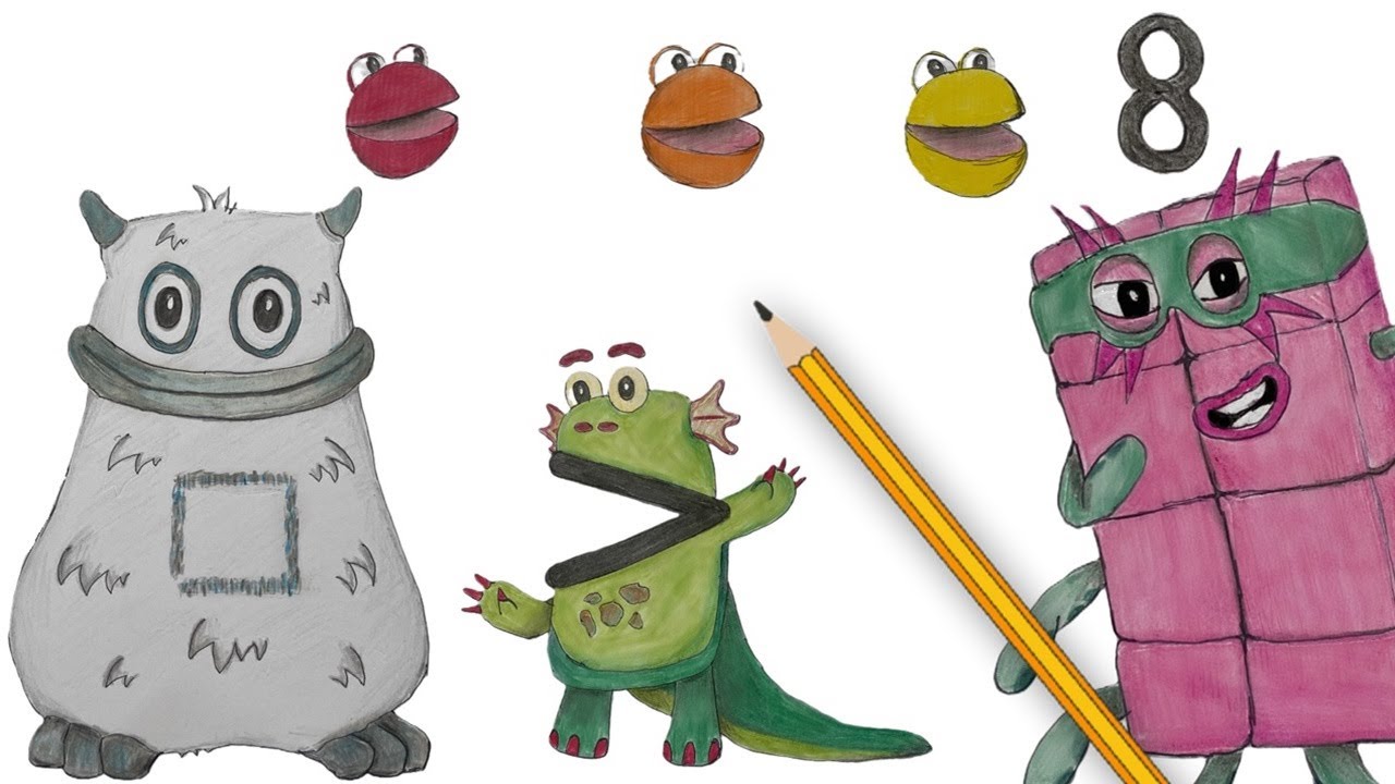 Drawing & Colouring Numberblock Characters | Big Tum, Blockzilla ...