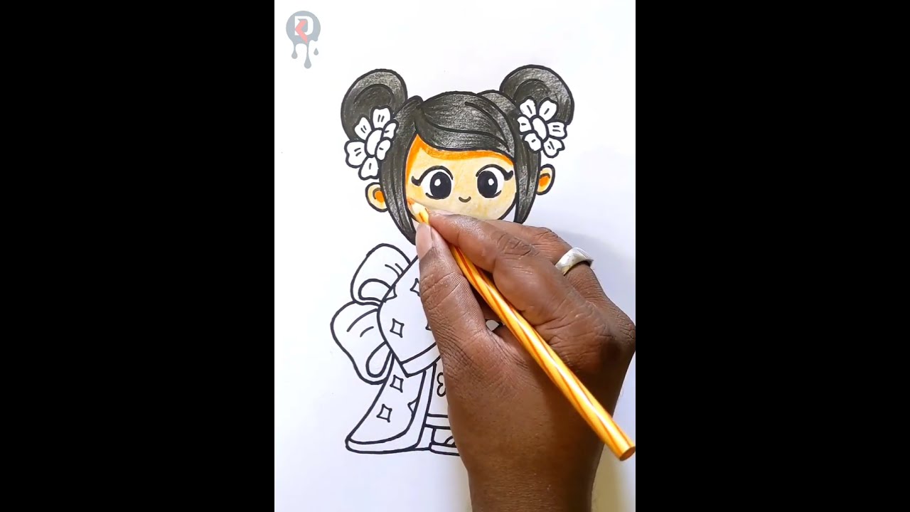 CUTE JAPANESE GIRL |easy drawing |4 kids |step to step - YouTube