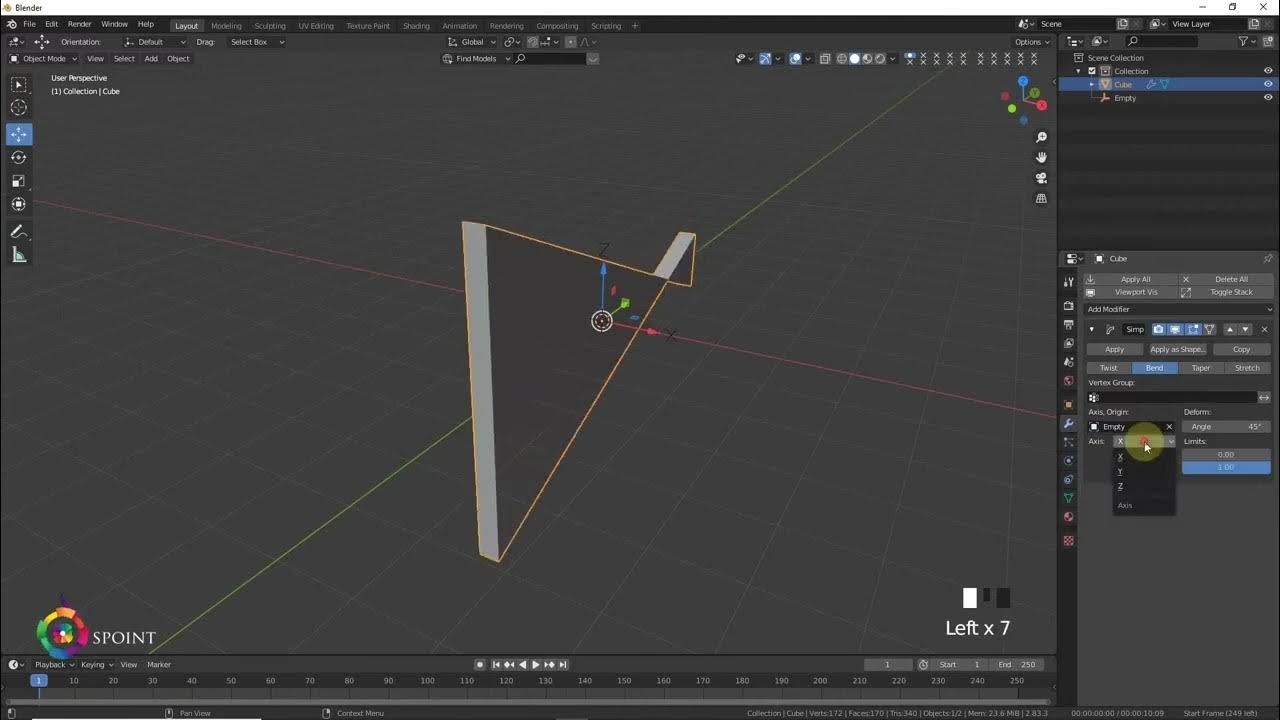 Blender Tutorial Simple Deform Bend Modifier Blender @SpointDesigns - YouTube