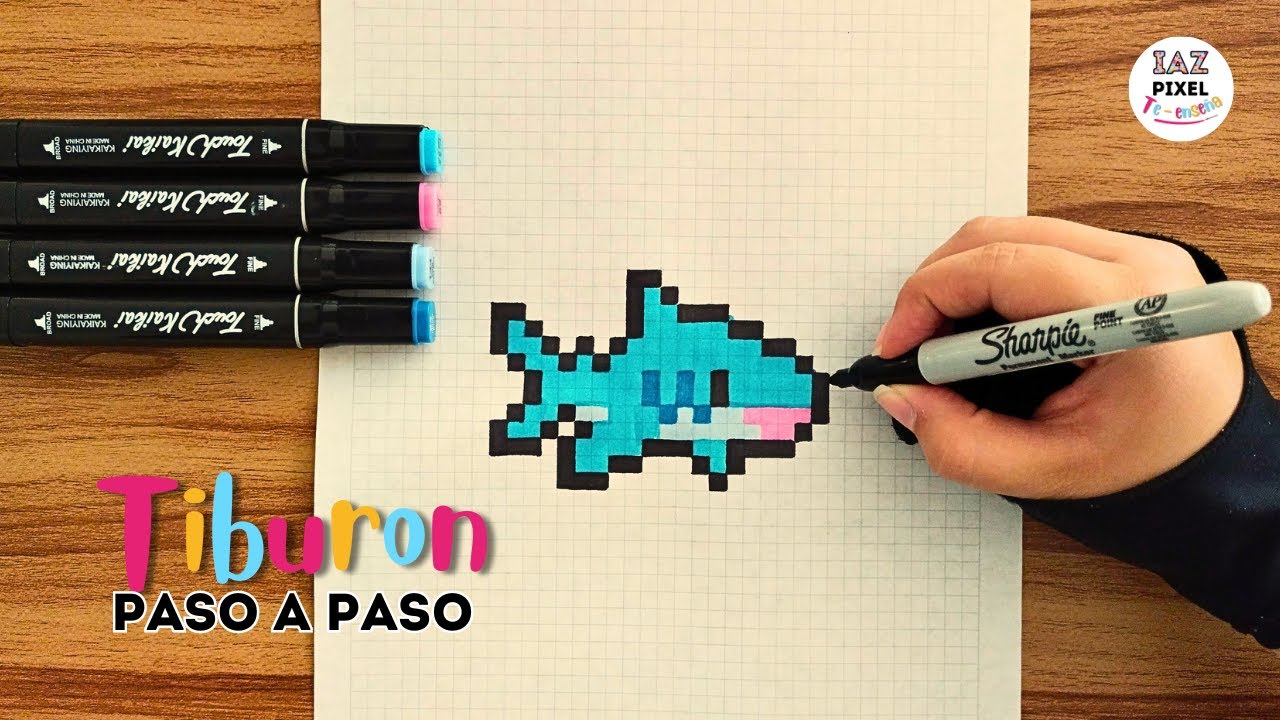 Como pintar un TIBURON en PIXEL ART – Tutorial paso a paso #tiburon ...