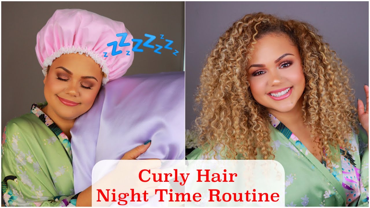 HOW TO PRESERVE CURLS AT NIGHT / MY CURLY HAIR NIGHT TIME ROUTINE - YouTube