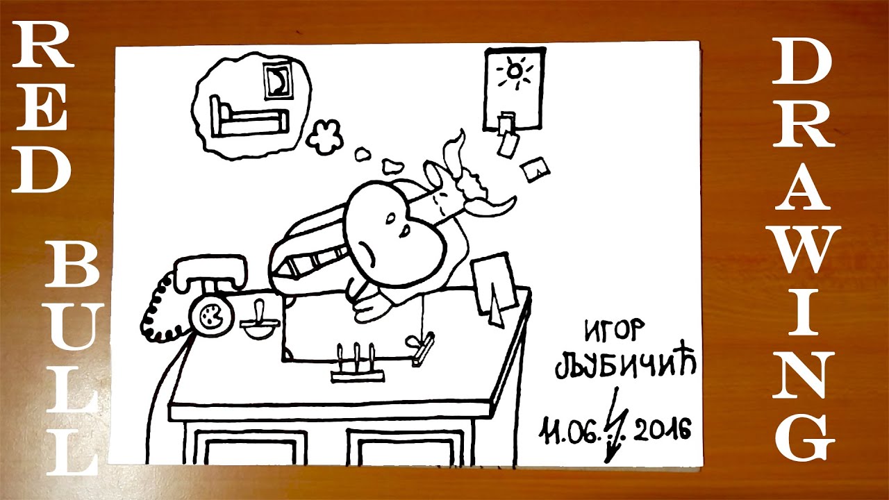 How to Draw RED BULL Gives You Wings Commercial No2 Mascot Bull | Easy ...