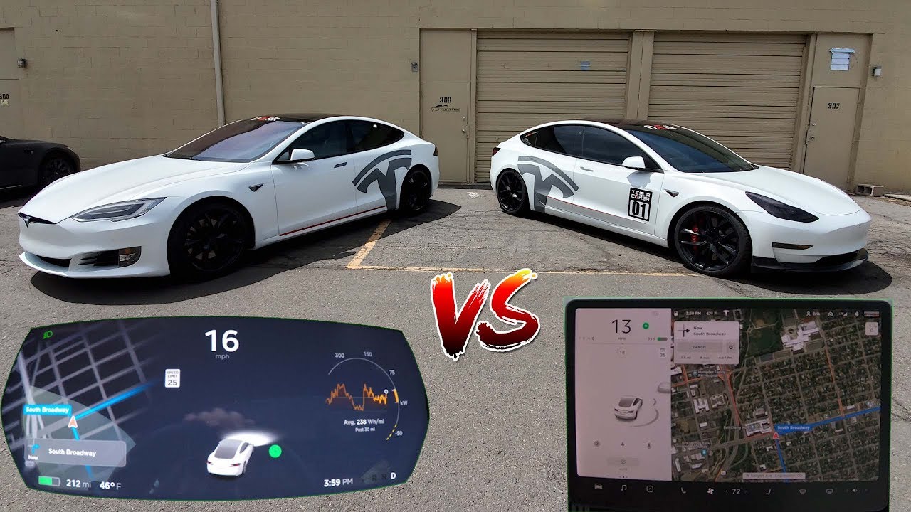 Tesla's New Driving Visualization On Model S vs Model 3. 2019.16.2 ...