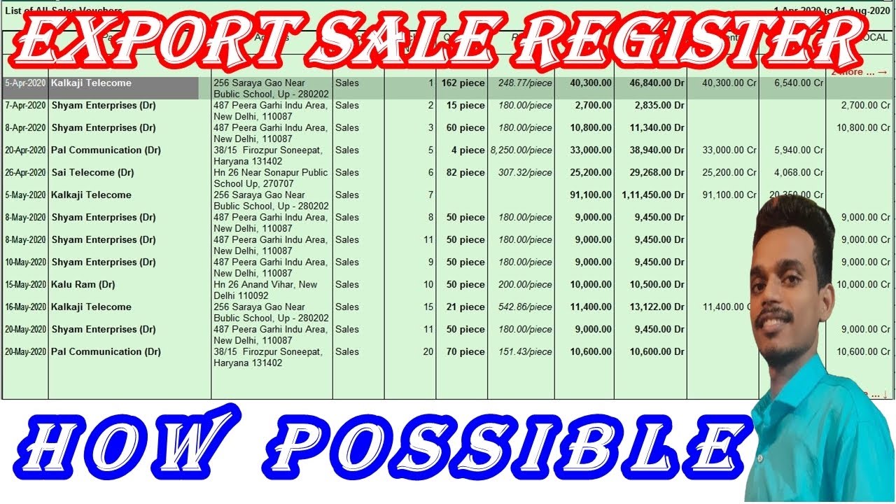 HOW TO EXPORT SALES REGISTER IN TALLY TO EXCEL IN HINDI || - YouTube