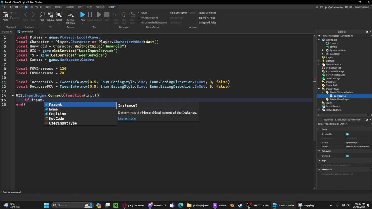 [UPDATED] how to make a SMOOTH shift to sprint script with FOV change in roblox studio - YouTube