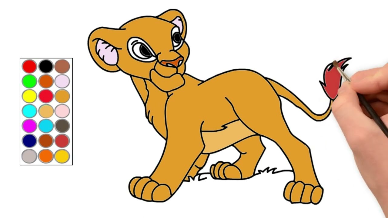 Dessine et colorie un petit Simba du Roi Lion | Draw and a Color a Little Simba from Lion King ...