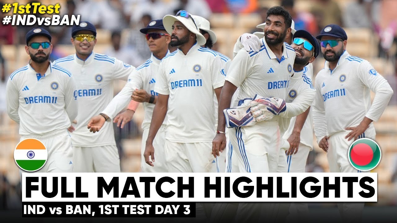 IND vs BAN 1st Test Day 3 Short Highlights | Ind vs Ban Day 3 ...