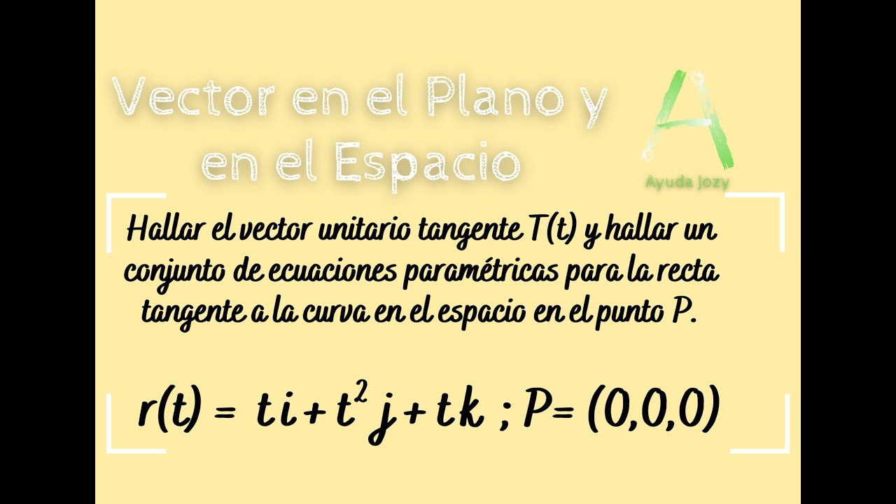 Hallar el vector unitario tangente T(t) y hallar un conjunto de ...