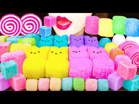 【ASMR】MARSHMALLOW PARTY💖 PEEPS BUNNY MARSHMALLOW,JELLY ROLL UPS MUKBANG ...