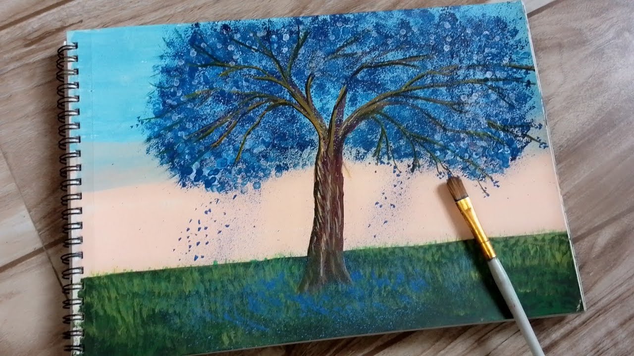 How To Paint A Blue Tree || Acrylic Blue Tree Painting Tutorial ...