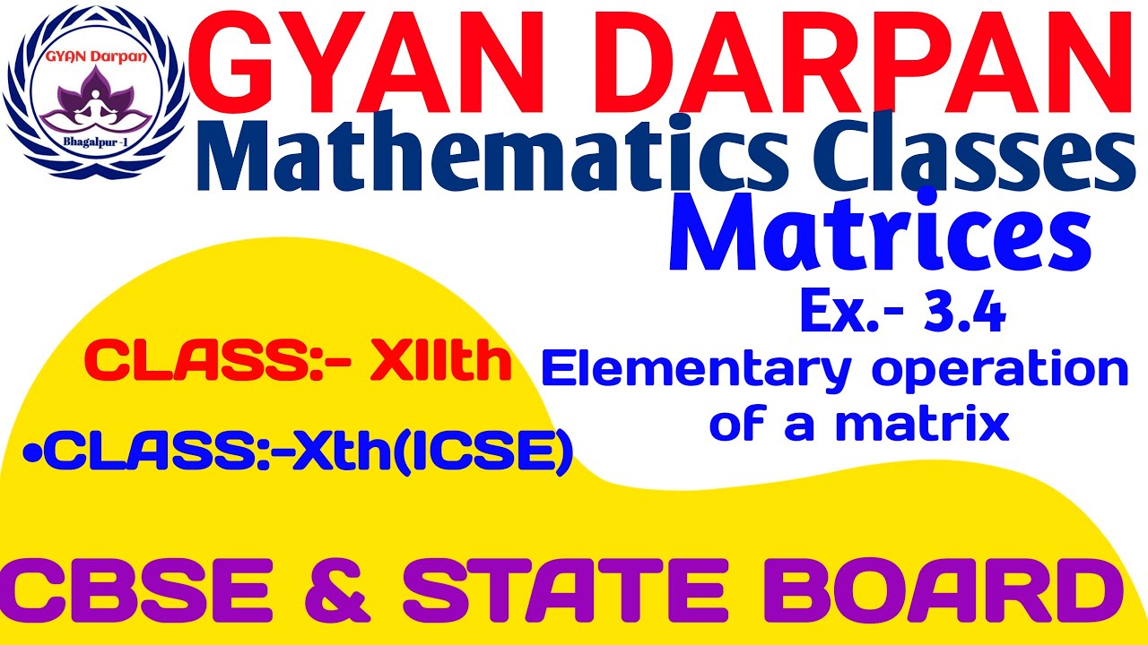 Elementary operations (Transformation) of a matrix|CBSE Class 12 maths ...
