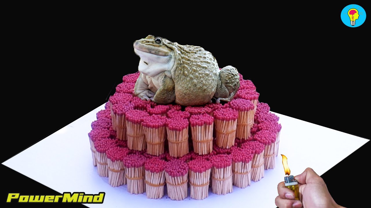 Experiment : Match VS Giant Frog *Power Mind* - YouTube