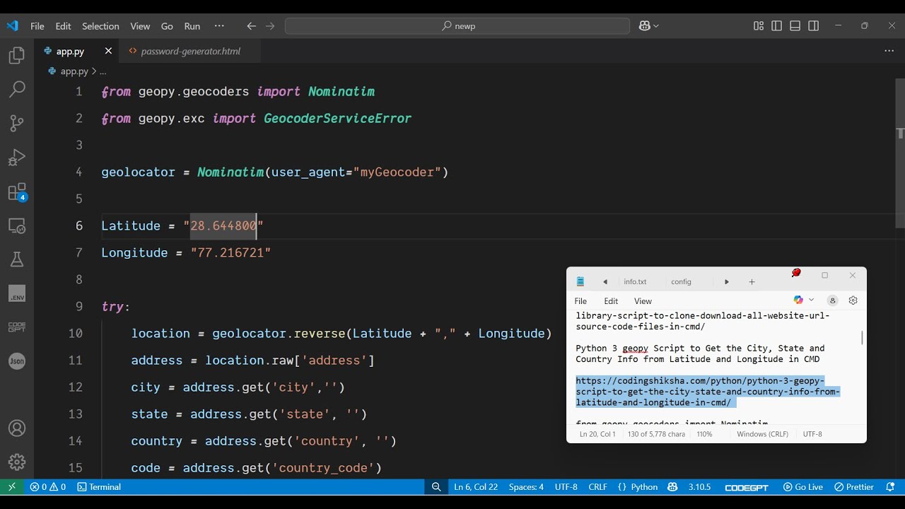 Python 3 geopy Reverse Geocoding Script to Get the City, State Info ...