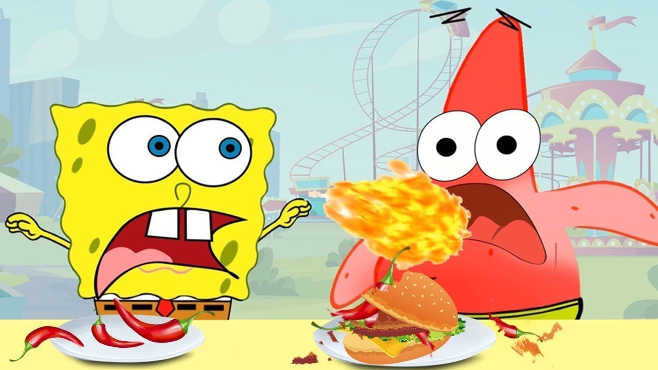 THE HOTTEST BURGER CHALLENGE | SPONGEBOB ANIMATION | MUKBANG ANIMATION ...