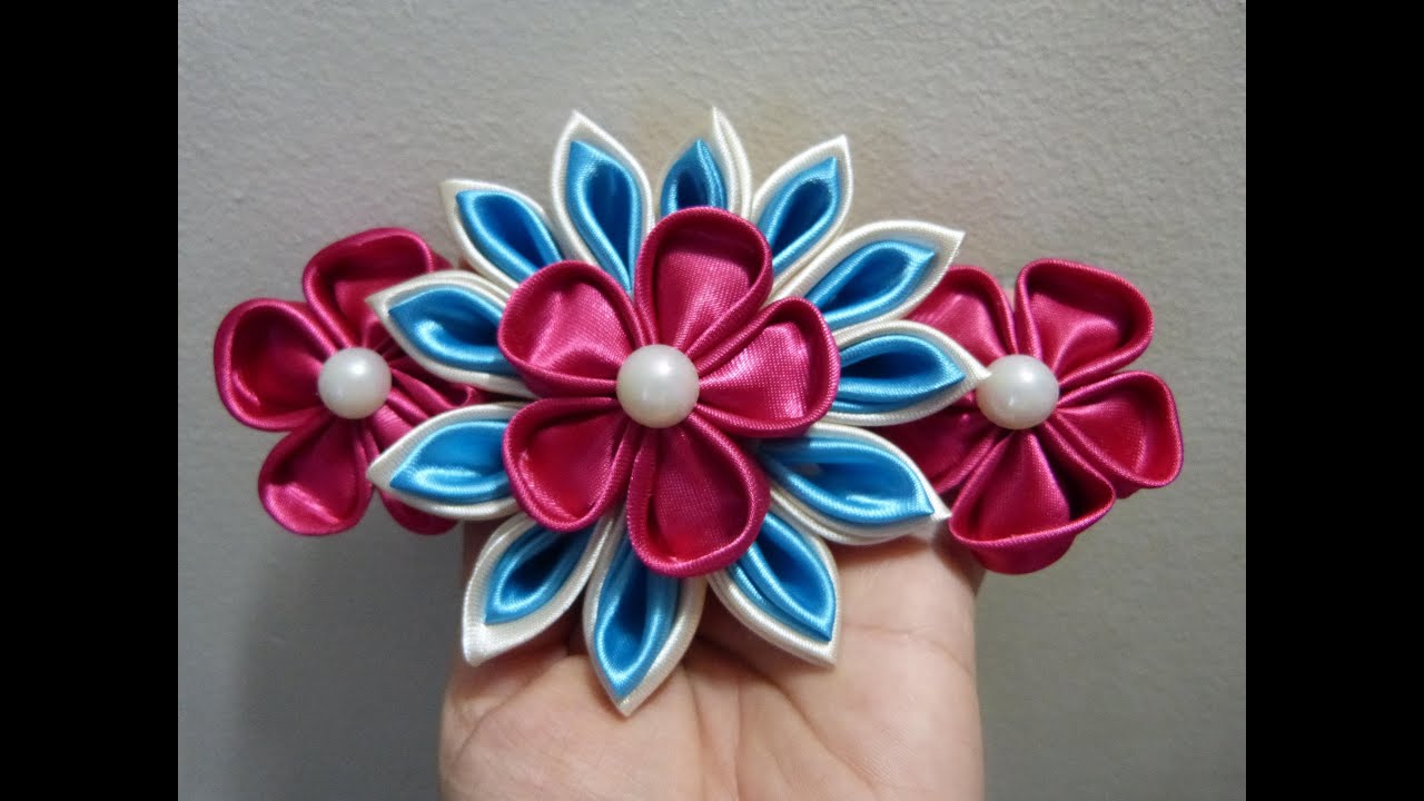 Como Hacer Flor de tela Kanzashi, How to make flower Diy - YouTube