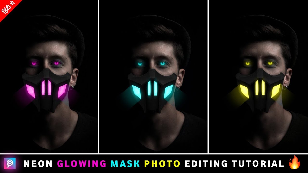 Neon Glowing Mask Photo Editing in Picsart || How to Edit Glowing Mask ...