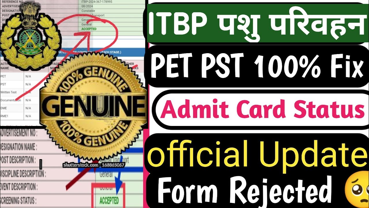 Download ITBP Animal Transport Physical Admit Card status 2024: Key ...