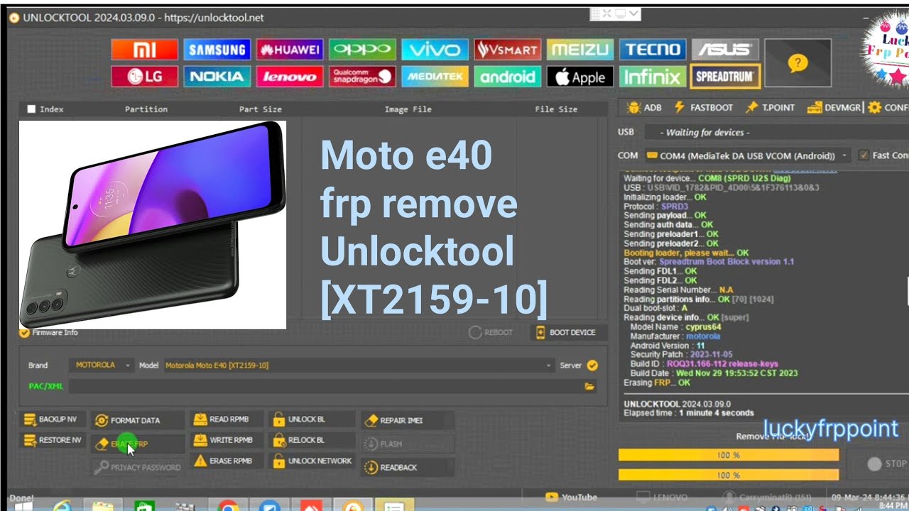 Moto E40 frp remove Unlocktool #motoe40frpunlocktool motoxt2159-10frpunlock - YouTube