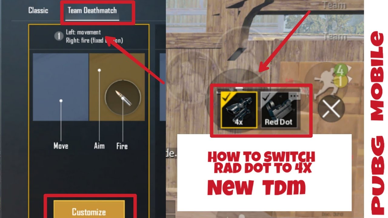 New secret setting pubg mobile video how to switch scope Red dot to 4 x ...