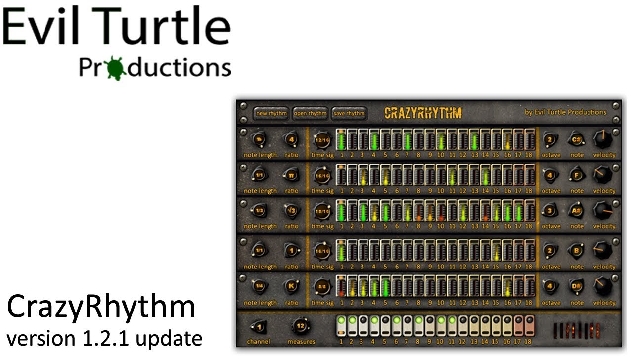 CrazyRhythm update 1.2.1 - VST Plugin - Evil Turtle Productions - YouTube