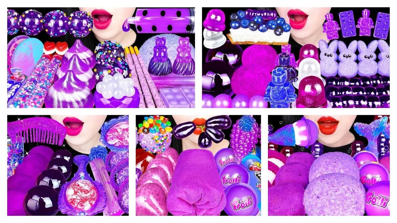 ASMR PURPLE DESSERTS EATING//COMPILATION//SATISFUYING VIDEOS//POPULAR ...