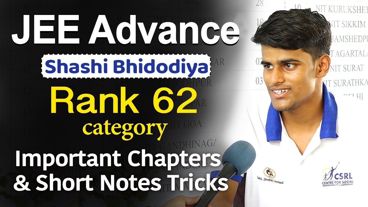 JEE Advance Topper- Rank 62 (Category) Important Chapters & Short Notes ...